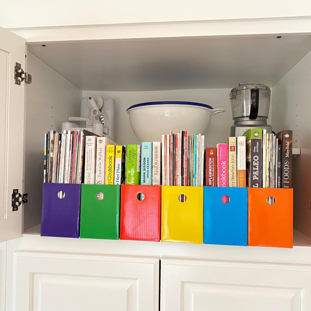 Evelots Magazine File Holder-Organizer-Full 4 Inch Wide-6 Colors-W/Labels-Set/6