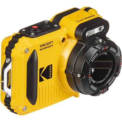 Kodak PIXPRO WPZ2 Digital Camera + 32GB microSDHC Card + Black Point & Shoot Case + Floating Wrist Strap for Underwater/Waterproof Cameras + Accessories (Yellow)