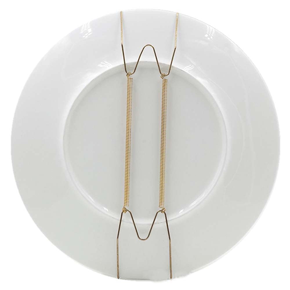 Wall Display Plates Hanger,Metal Dismountable Fixed Dish Golden Art Plate Dish Hanger Decoration Crafts Dish Spring Holder Securing Clip(8 inch)