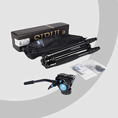Sirui 2-in-1 Traveler Series Aluminum Video Tripod with VA-5 Fluid Head for Cameras Monopod Conversion 26.5lbs Load Capacity 62.6Inch 360 Degree Panning Base 1/4" and 3/8" Screws (Traveler VA)