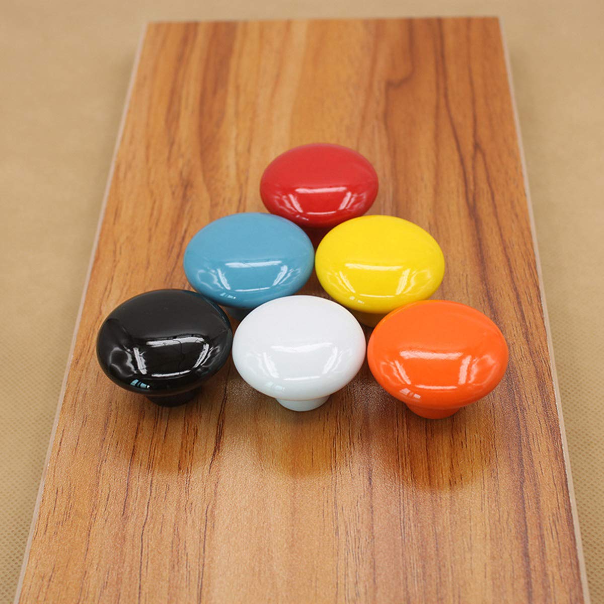 HUAMULAN 15PCS White Glossy Ceramic Knobs Button Round Mushroom Cabinet Dresser Vintage Pulls Door Handles Cupboard Wardrobe Drawer, Dia. 1.5 inch 38mm