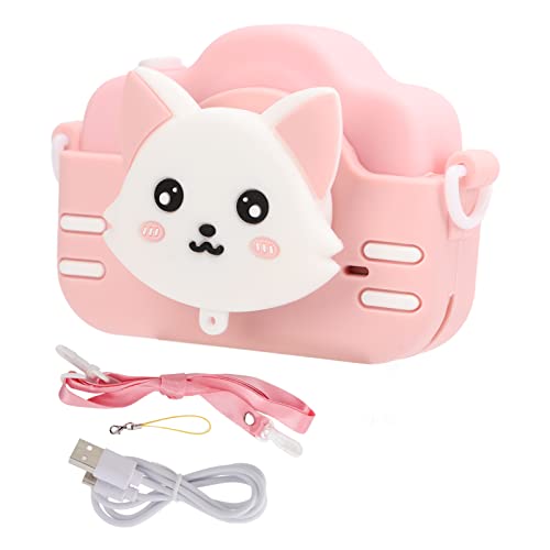 Kids Cartoon Camera Toy, Multifunctional 2 Inch Screen High Definition Rechargeable 2MP Cute Kids Photo Video Camera for Gifts(Single Shot Pink)