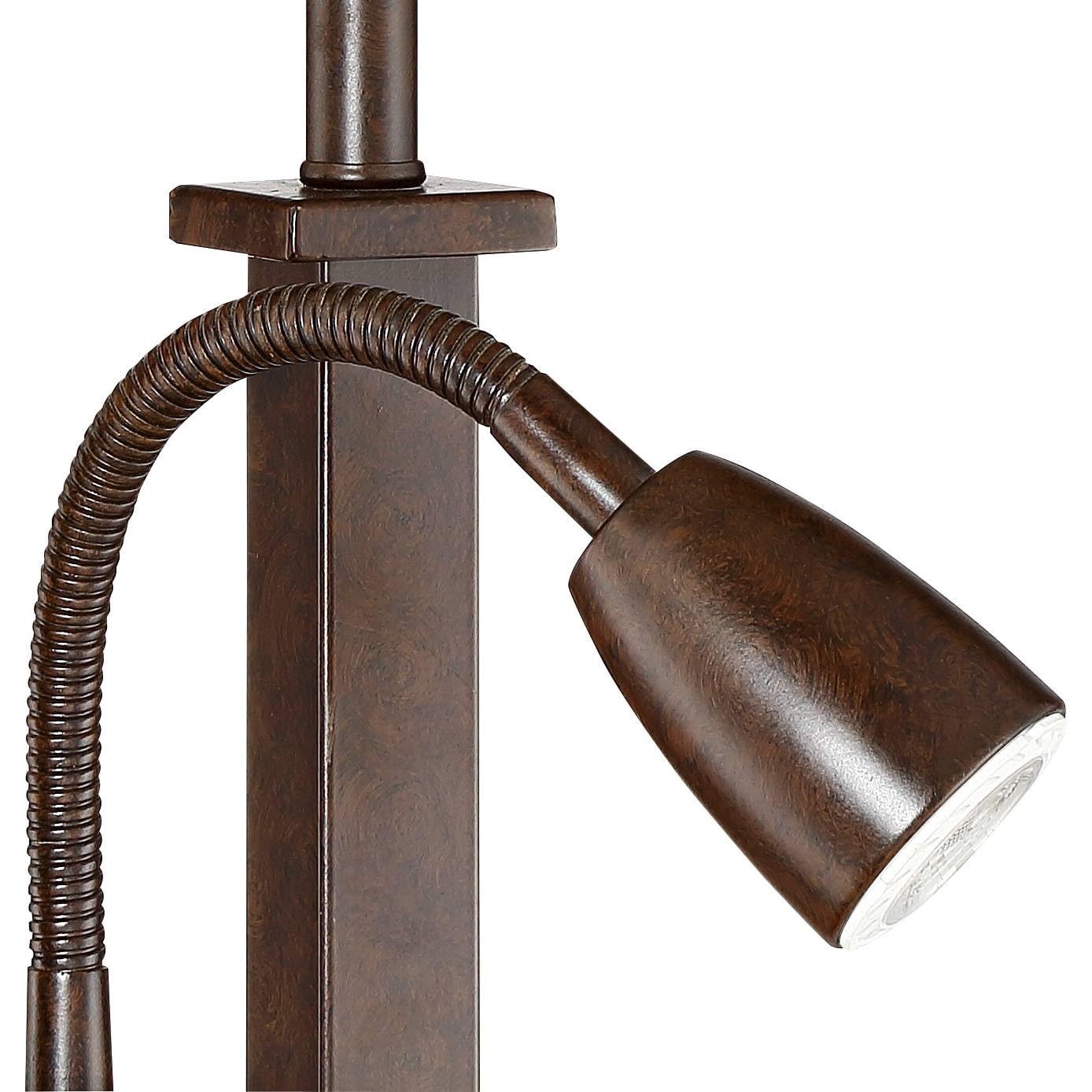 Possini Euro Design Deacon Modern Desk Table Lamp with USB and AC Power Outlet in Base Gooseneck LED 26" High Bronze Rectangular Linen Shade for Living Room Bedroom House Bedside Nightstand Home
