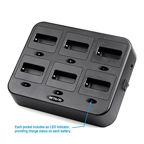 Retevis RT22 Six-Way Charger Multi Unit ChargerĀ Compatible with Retevis RT22 RT22S RB19 RB19P Walkie Talkie (1 Pack)