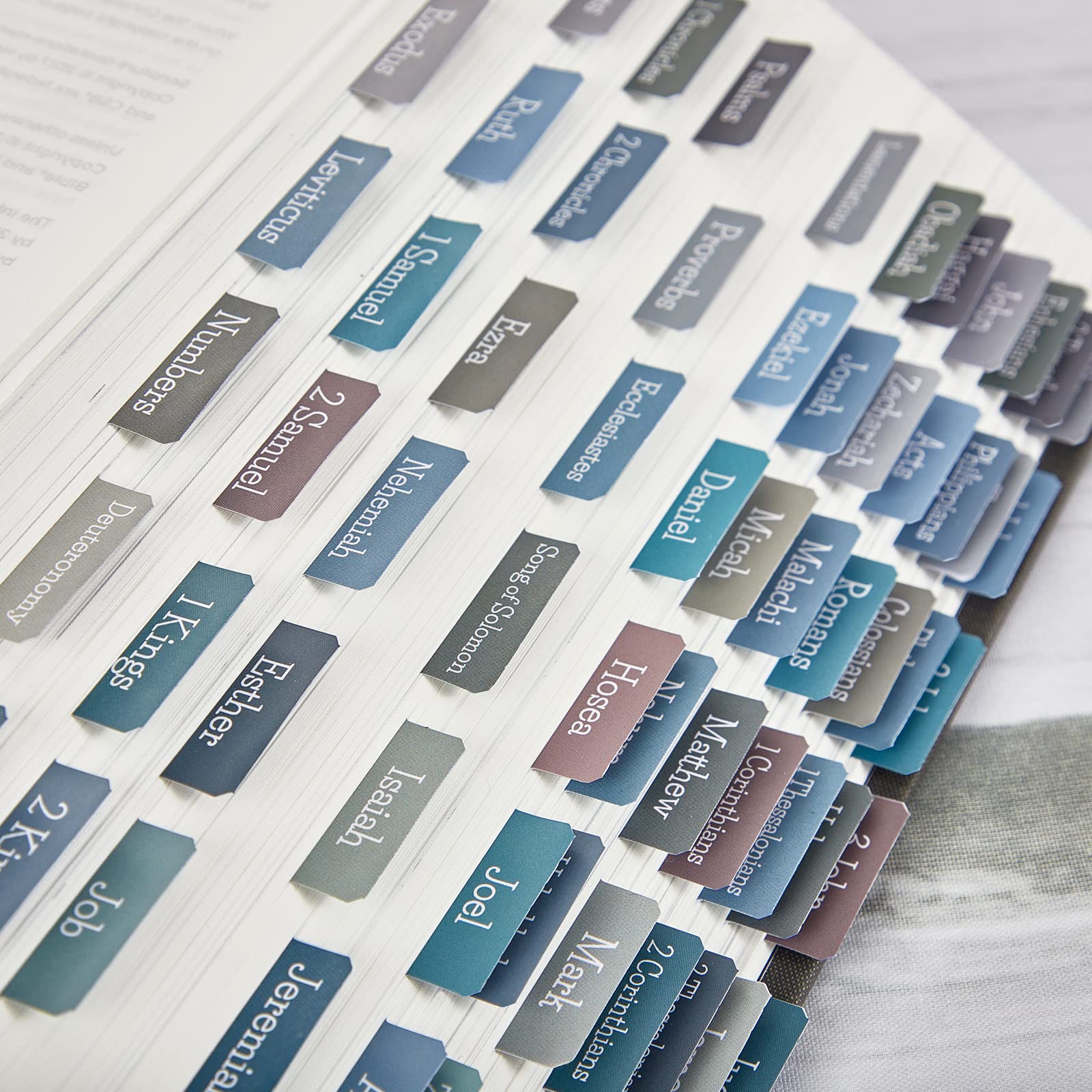 Earthy Blue Bible Tabs for Women and Men, Large Print Laminated Bible Tabs, Easy to Read, Easy to Apply, Bible Journaling Tabs