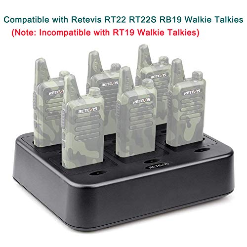 Retevis RT22 Six-Way Charger Multi Unit ChargerĀ Compatible with Retevis RT22 RT22S RB19 RB19P Walkie Talkie (1 Pack)