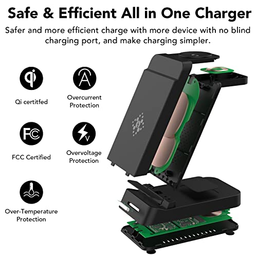 Wireless Charging Station for Apple Products 3 in 1 Wireless Charger Stand Compatible with Apple Watch Ultra 8 7 SE 6 5 4 AirPods Pro iPhone 14 13 12 11 Pro Max Multiple Devices Wireless Charger Dock