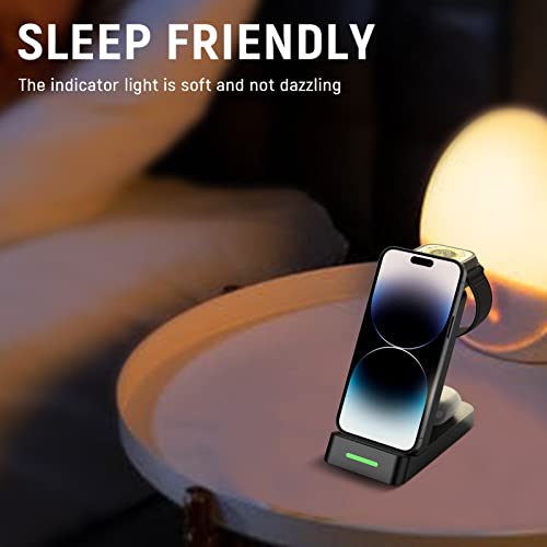 Wireless Charging Station for Apple Products 3 in 1 Wireless Charger Stand Compatible with Apple Watch Ultra 8 7 SE 6 5 4 AirPods Pro iPhone 14 13 12 11 Pro Max Multiple Devices Wireless Charger Dock