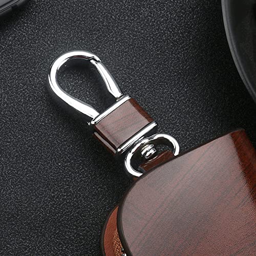 Payutou Leather Car Key Case Holder Leather Car Key Keychain Holder Metal Hook and Keyring Zipper Auto Car Key Chain (Brown)