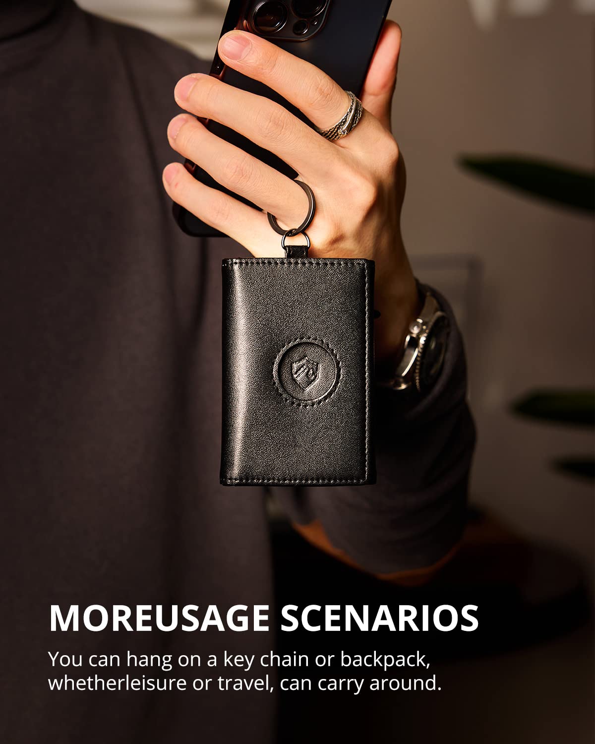 YESIIW Airtag Wallet For Men - Multifunctional Wallet Leather Card Holder With Keychain, Protection Up To 10 Cards Card Case