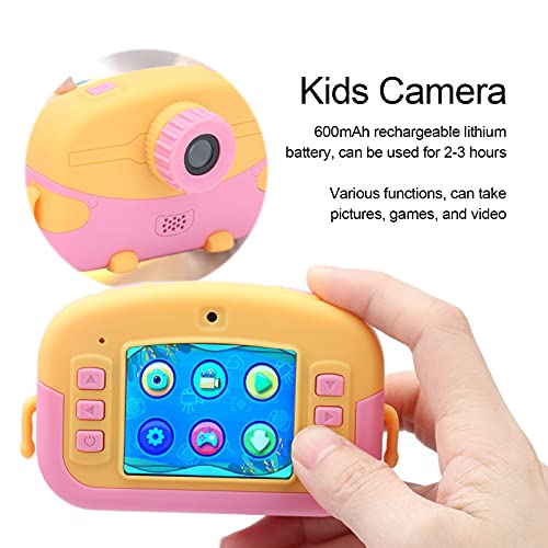 Kids Digital Camera, 600mAh Rechargeable Lithium Battery Multifuction Automatic Shutdown Camera for Kids for Kids Gifts for 4 Year Old Boy(Pink)