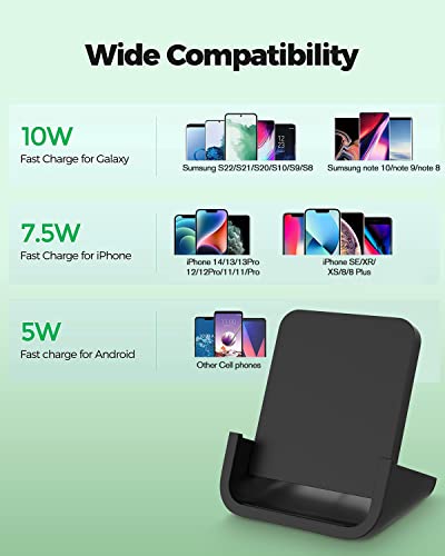 Wireless Charger YUWISS Wireless Charging Stand Cordless Charger 10/7.5/5W Compatible with iPhone 14 13 12/12 /11Pro Max/XR/XS Max/XS/X/8/8Plus Galaxy S22/S21/S9/S9+/S8/S8+ Note