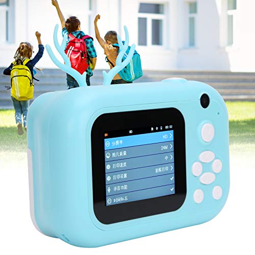 2.4 Inch 1080P Children Camera, IPS Screen HD Kids Digital Camera, Black‑and‑white Printed Pictures, for Holiday or Birthday