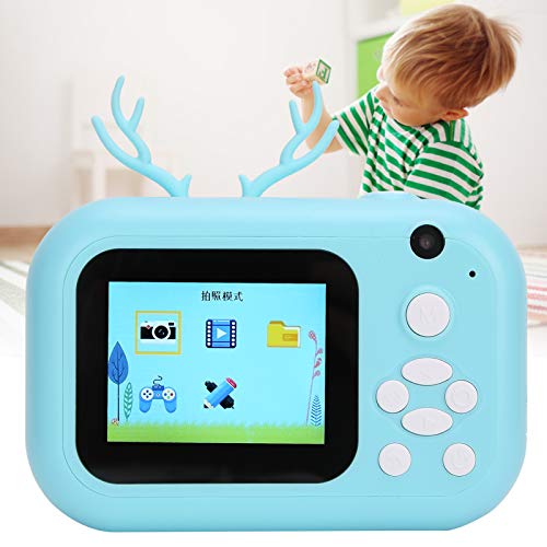 2.4 Inch 1080P Children Camera, IPS Screen HD Kids Digital Camera, Black‑and‑white Printed Pictures, for Holiday or Birthday