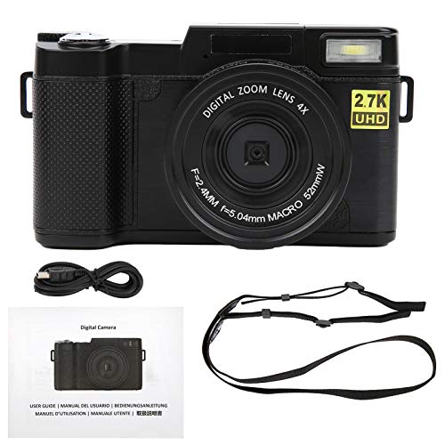 WiFi Digital Camera, Vlogging Camera 2.7K 48Mp Hd Digital Camera, 3Inch Rechargeable Small Digital Camera, 180° Rotation Cameras for Beginners