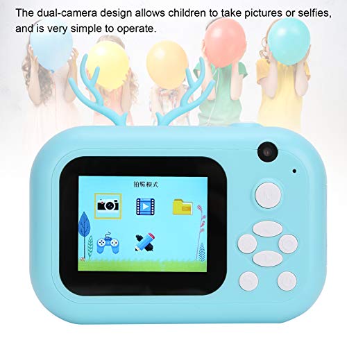 2.4 Inch 1080P Children Camera, IPS Screen HD Kids Digital Camera, Black‑and‑white Printed Pictures, for Holiday or Birthday