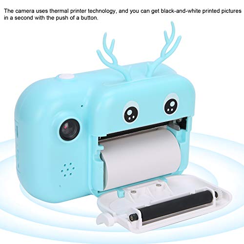 2.4 Inch 1080P Children Camera, IPS Screen HD Kids Digital Camera, Black‑and‑white Printed Pictures, for Holiday or Birthday
