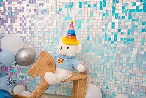 Kate Square Rainbow Blue Sequin Wall Panels Wedding Decoration Wall Shimmer Birthday Party (Pack of 12)