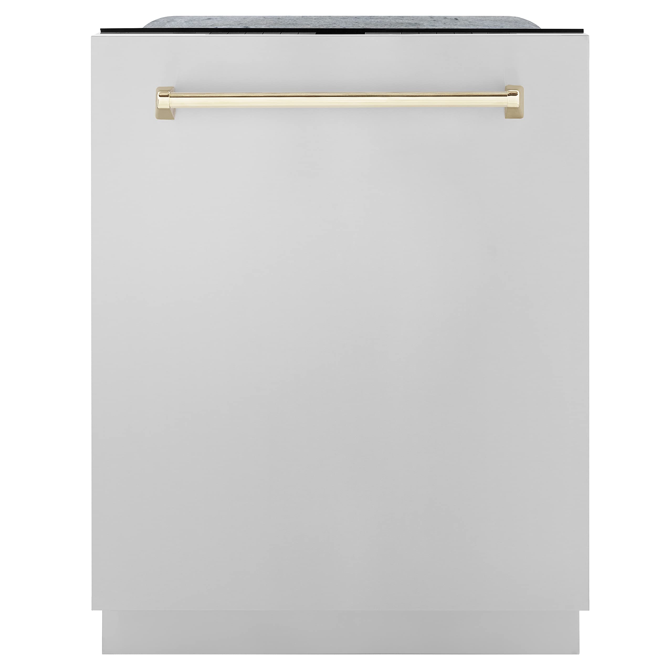 ZLINE Autograph Edition 24" 3rd Rack Top Touch Control Tall Tub Dishwasher in Stainless Steel with Gold Handle, 51dBa (DWMTZ-304-24-G)