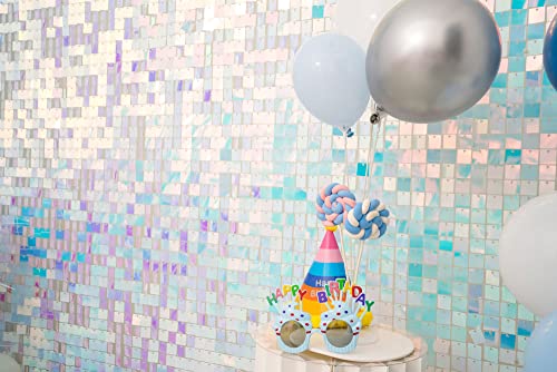 Kate Square Rainbow Blue Sequin Wall Panels Wedding Decoration Wall Shimmer Birthday Party (Pack of 12)