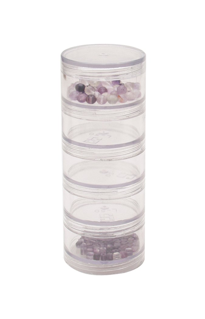 5 Large Round Stacked Storage Set Jars Stone Small Parts Beading Jewelry Making Findings Stackable Organizer Containers