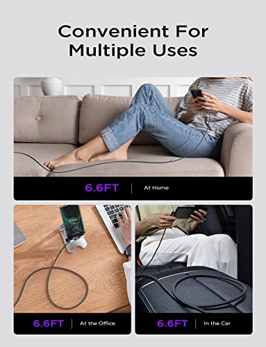 LISEN [3-Pack] 90-Degree USB-C Fast Charging Cables [6.6ft, 3.2A] -Never Rupture - Compatible with Samsung Galaxy S20/S10/S9/Note 10/9