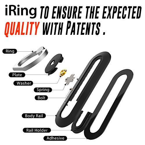 iRing Slide, Made in Korea, Wireless Charging Compatible. Simply Slide The Ring Down to Charge. Includes Hook Mount for Car Cradle or Wall. AAUXX Original Ring Grip Finger Holder Stand (Black)