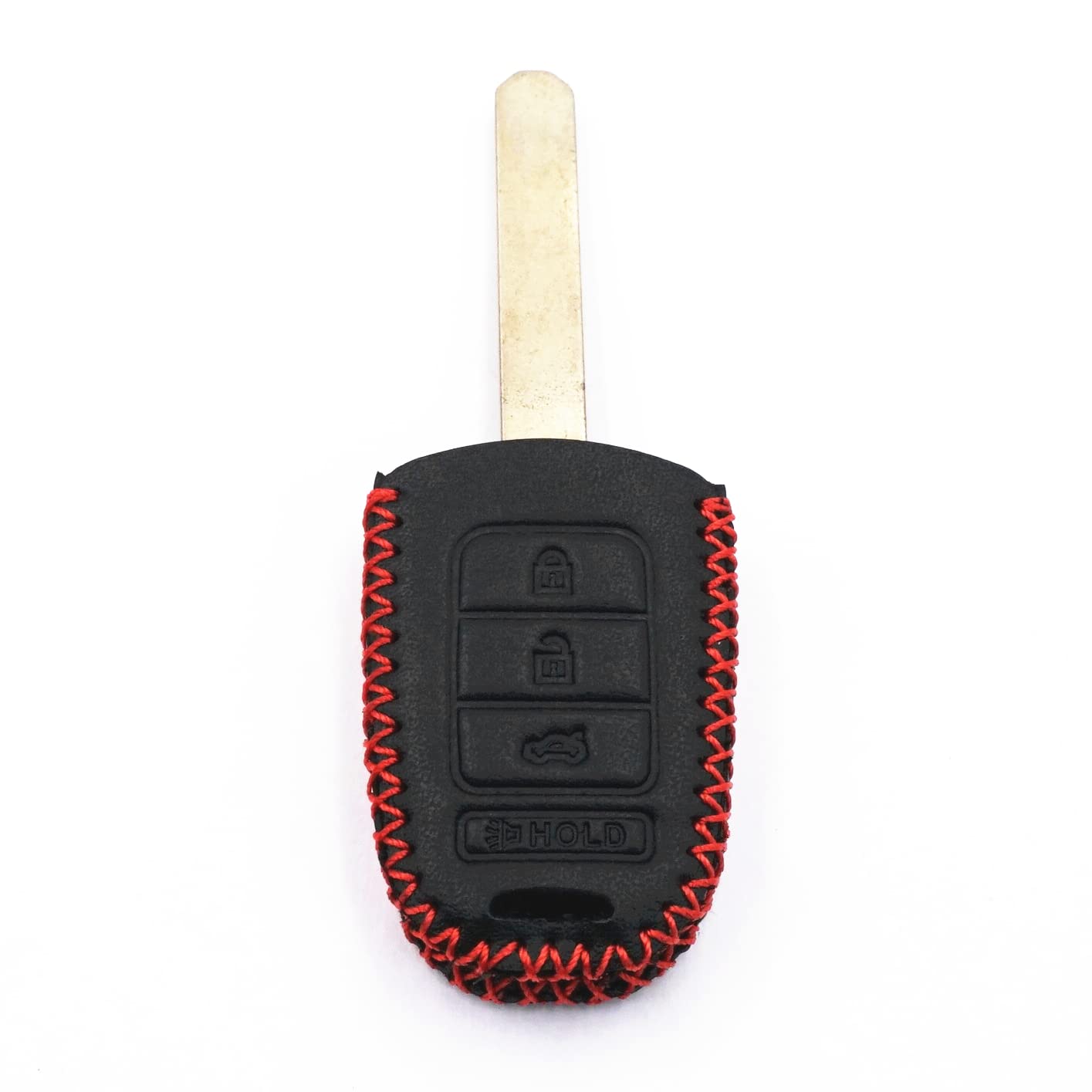 MJKEYAuto Black Leather 4 Buttons Remote Smart Key Fob Cover Case Chain for Honda Accord Sport Civic Crosstour CR-V HR-V 2019 2018 2017 2016 2015 2014 2013