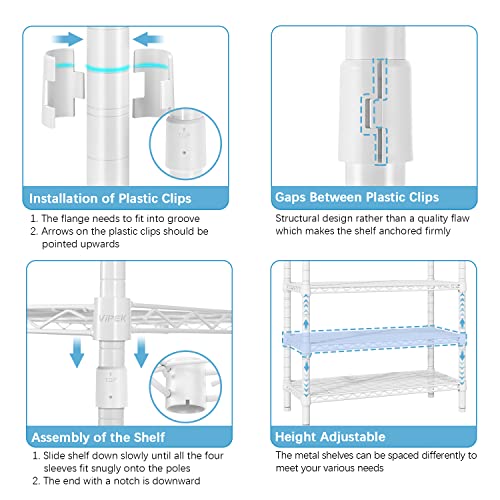 VIPEK R4C Garment Rack Rolling Clothes Rack 6 Tiers Heavy Duty Adjustable Wire Portable Closets with Lockable Wheels Wardrobe White Metal Clothing Rack with Frosted Translucent Cover, Max Load 620lbs