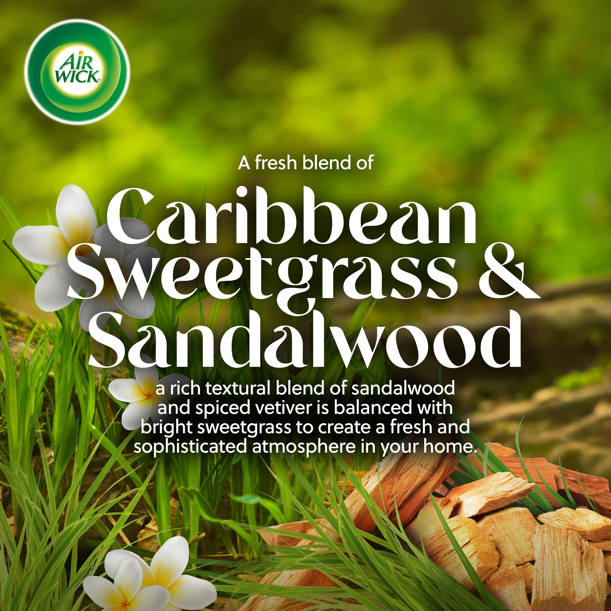 Botanica by Air Wick Plug in Scented Oil Refill, 10ct, Caribbean Sweetgrass and Sandalwood, Air Freshener, Eco Friendly, Essential Oils