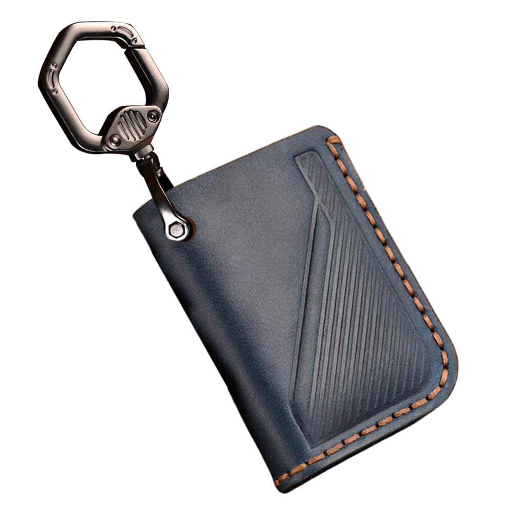 SANRILY Handmade Leather Smart Key Fob Cover for LYNK&CO 05 06 01 09 Accessories Keyless Key Fob Case with Keychain Blue