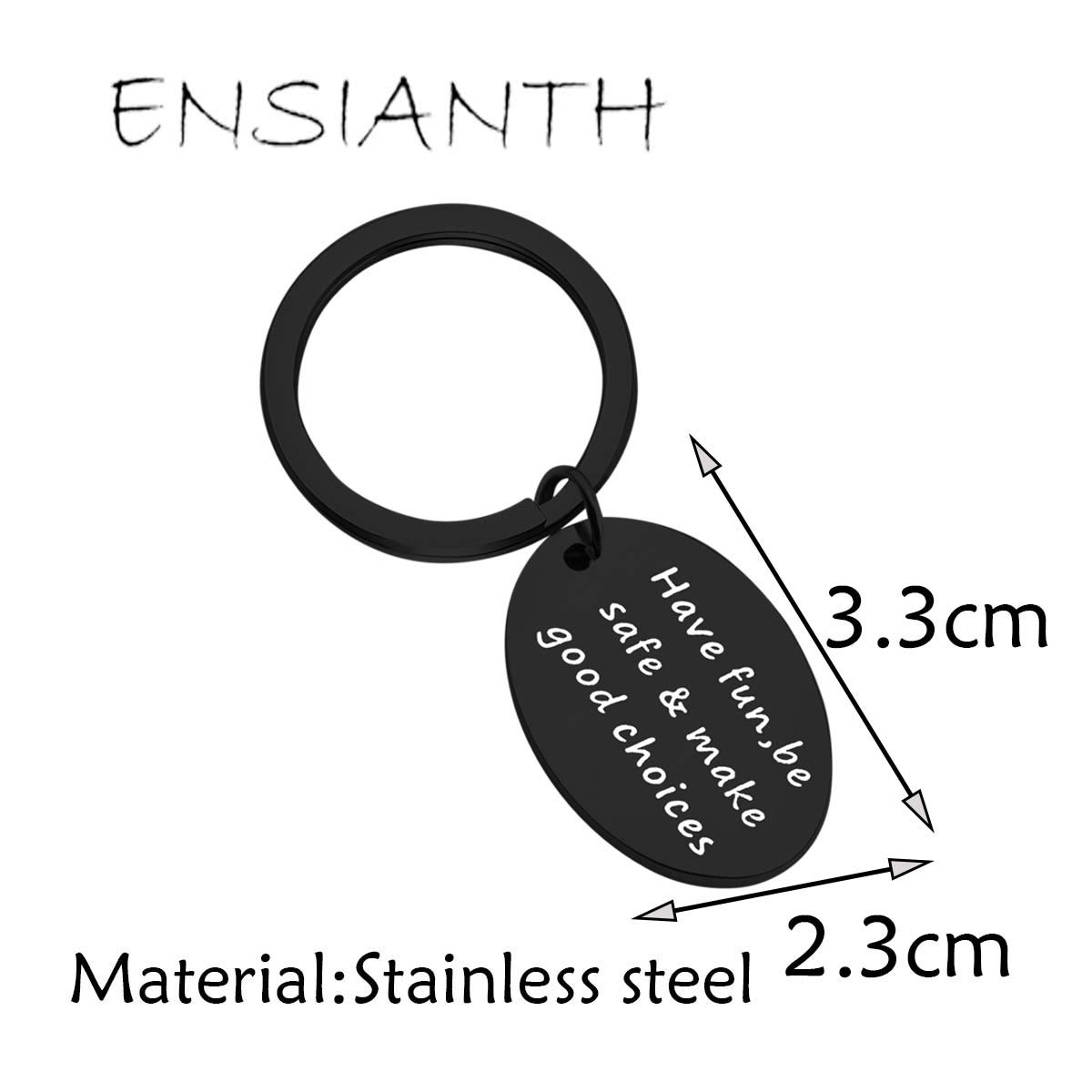ENSIANTH New Driver Gift Have Fun Be Safe Make Good Choices Keychain Graduation Gifts (Be Safe-black Key)