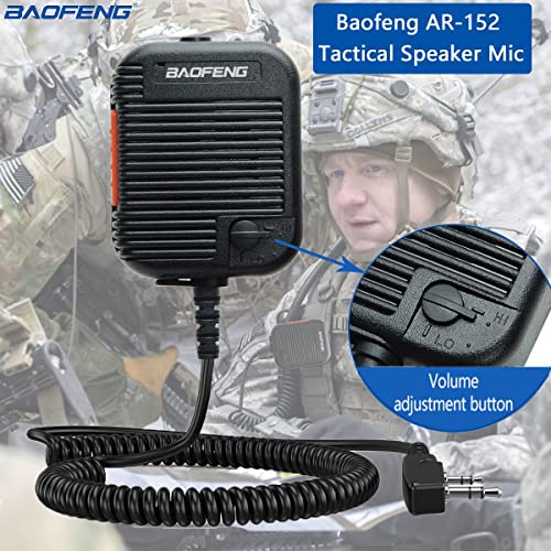Baofeng Walkie Talkie Handheld Military Grade AR-152 Volume Adjustable Speaker Mic, Shoulder Microphone for BaoFeng AR-152 UV-5R BF-F8HP UV-S9 Plus UV-82HP BF-888S Two Way Radio Popular Accessories