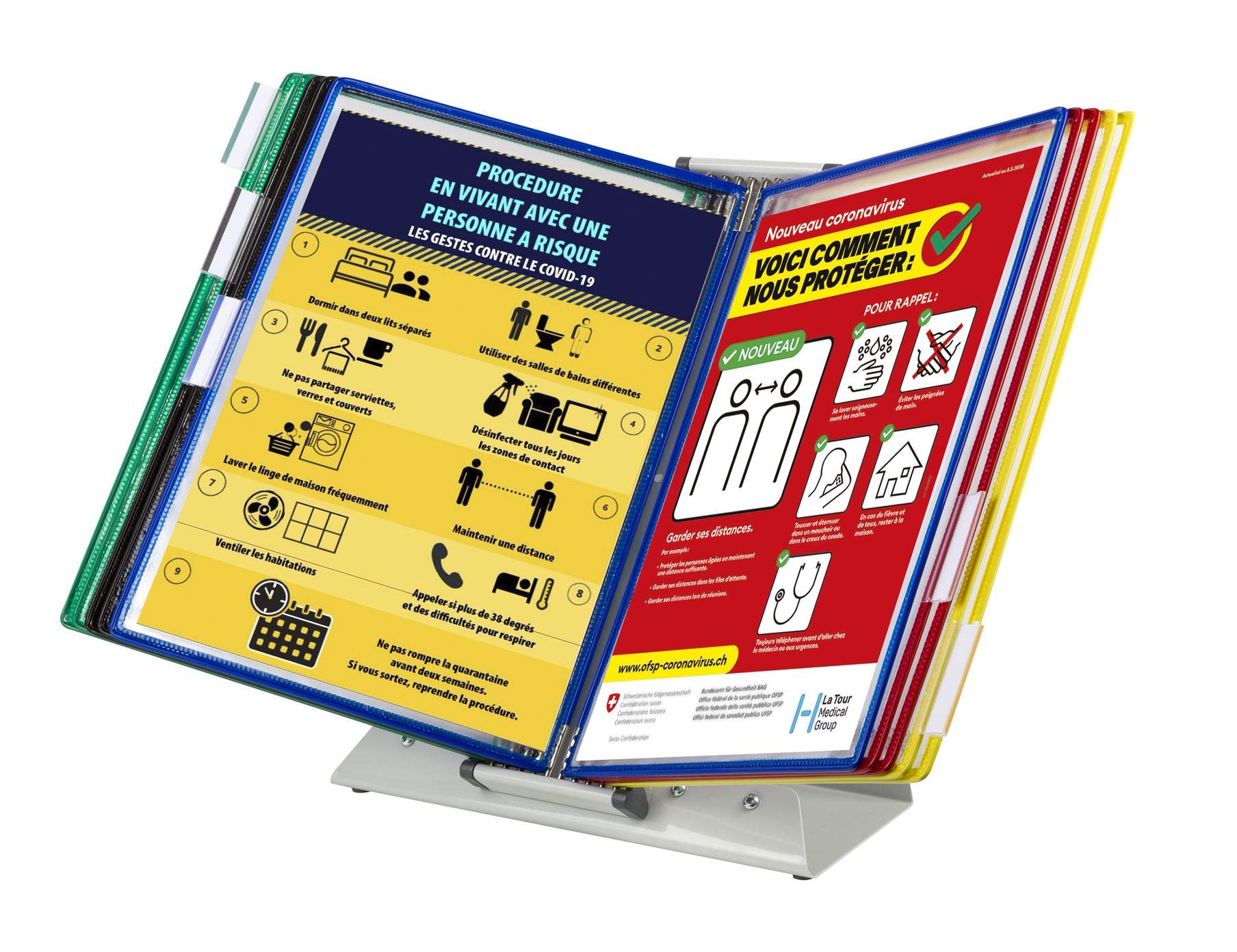 Tarifold Desktop Reference System With 10 Display Pockets, Assorted Colors, 20 Sheet Capacity (D291)