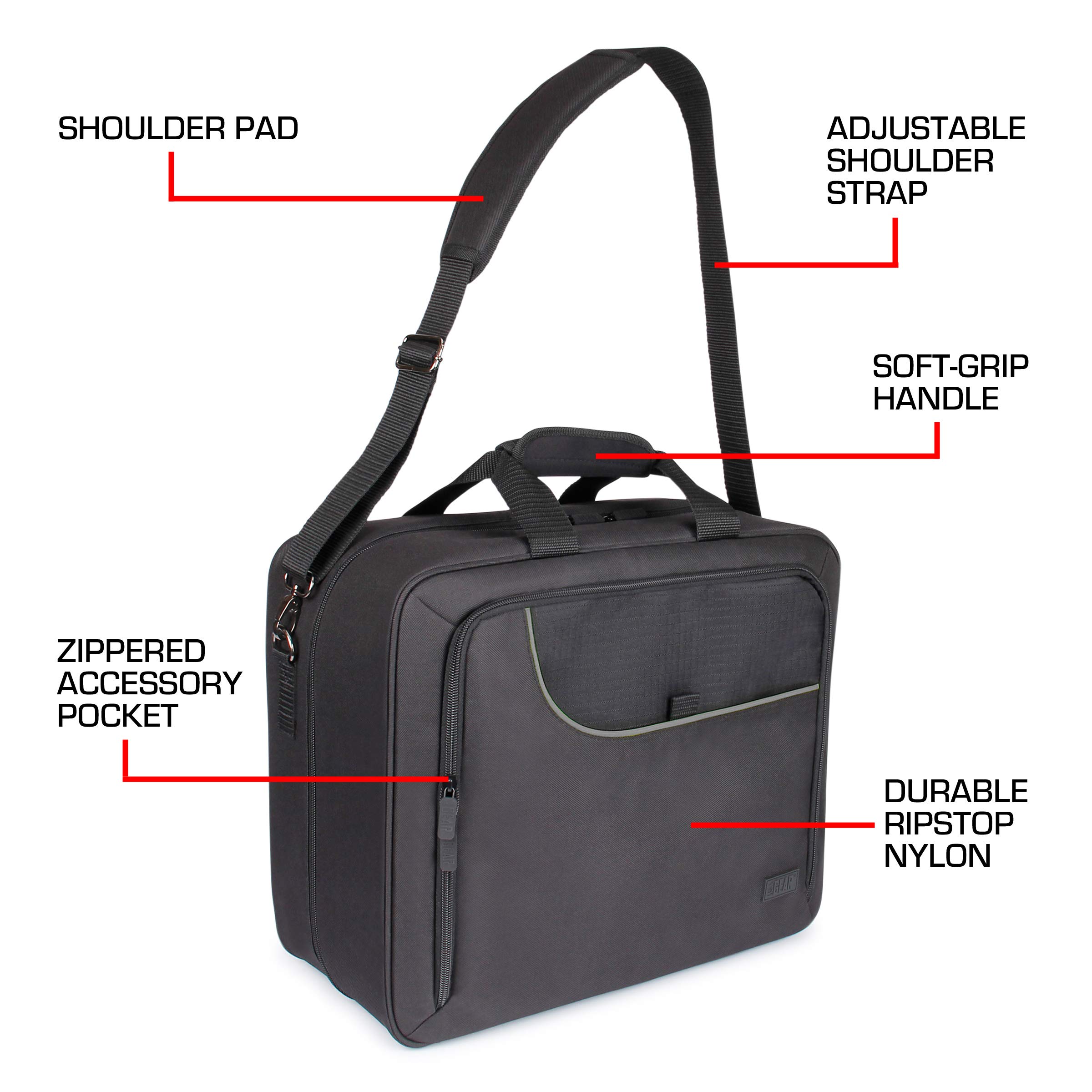 USA GEAR Projector Case - Portable Projector Bag Compatible with Epson Home Cinema 1060, GooDee 2020, YABER Y30, and More Movie Projectors - Scratch Resistant and Customizable Interior (Black)