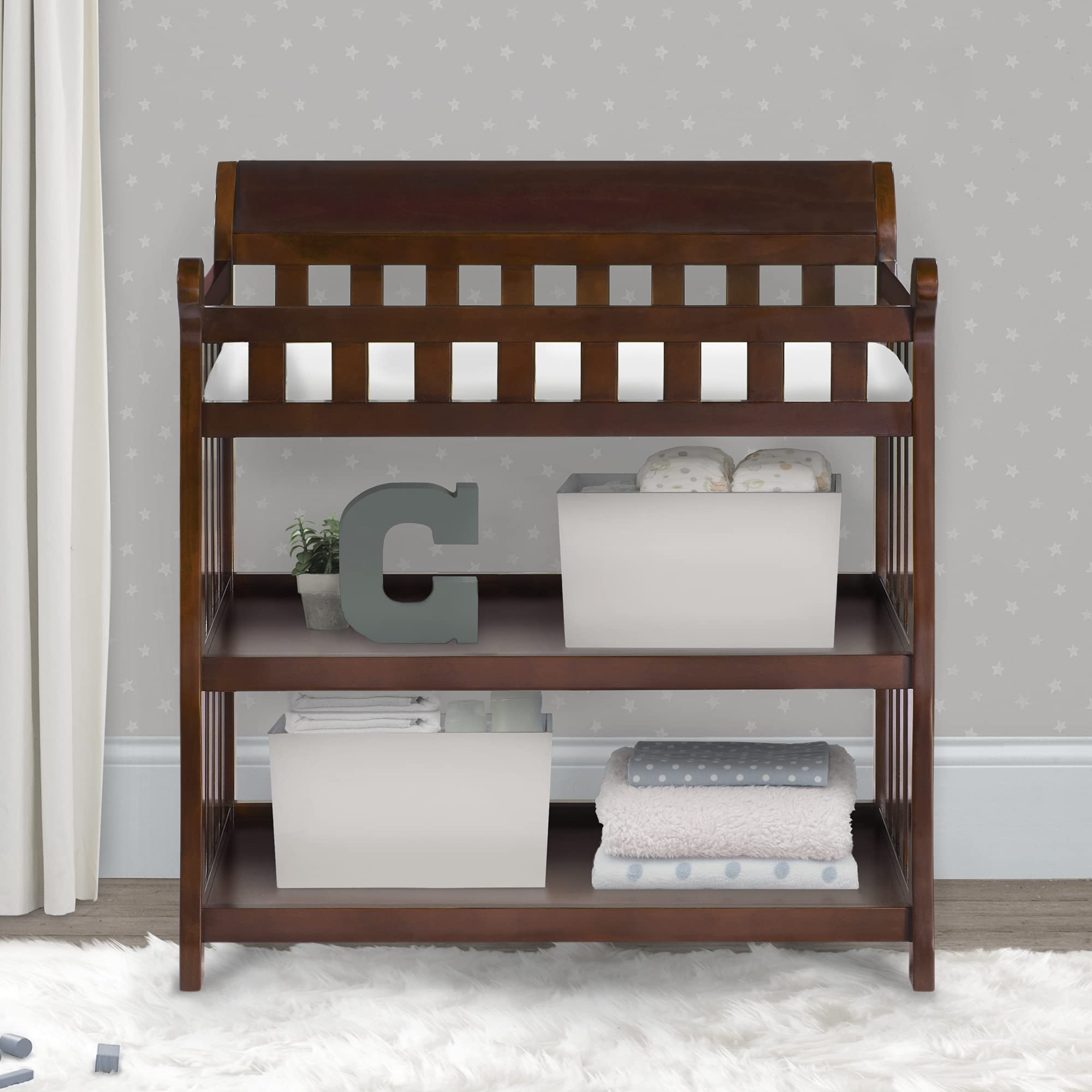 Delta Children Eclipse Changing Table with Changing Pad, Black Cherry