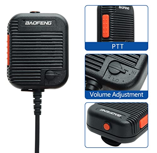 Baofeng Walkie Talkie Handheld Military Grade AR-152 Volume Adjustable Speaker Mic, Shoulder Microphone for BaoFeng AR-152 UV-5R BF-F8HP UV-S9 Plus UV-82HP BF-888S Two Way Radio Popular Accessories