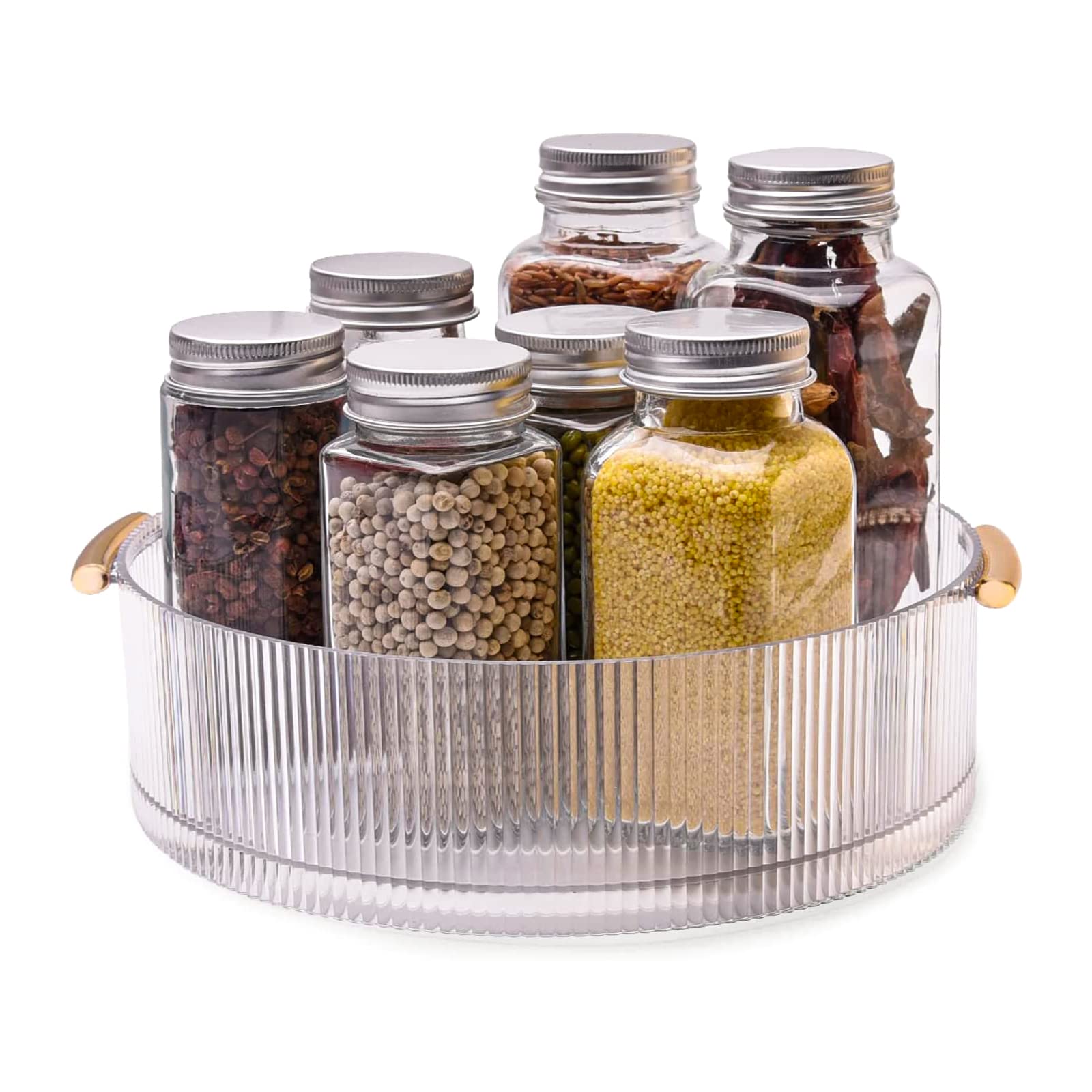 KULVGDA Lazy Susan Organizer,9 Inch Clear Plastic Lazy Susan Turntable for Cabinet Table Spice Rack,360 degree Rotating Round Lazy Susans Makeup Organizer for Countertop,Pantry,Refrigerator, Bathroom