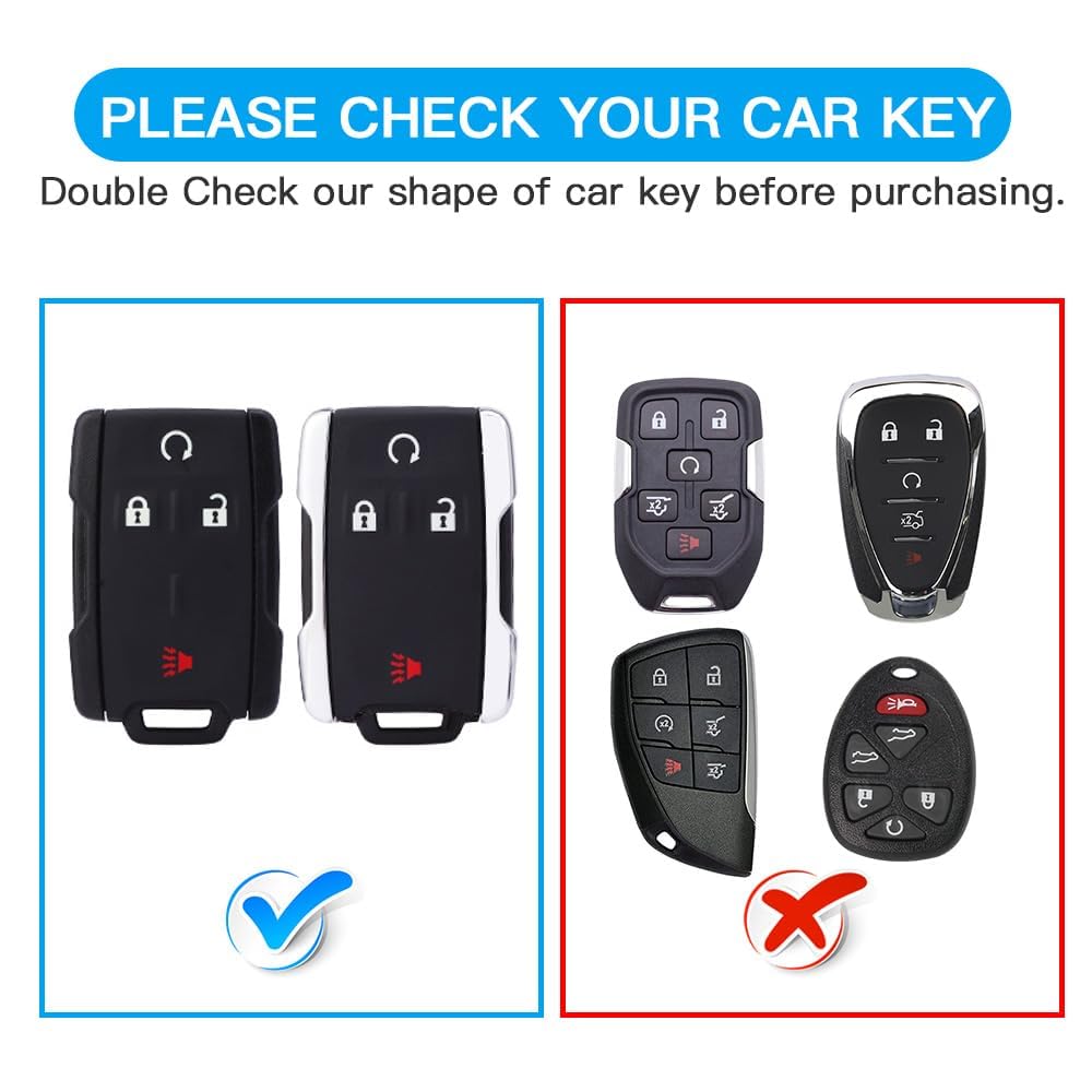 MILD EAST for Chevy Key Fob Cover with Keychain,Car Key Case Shell Protector for Chevrolet Chevy Silverado Colorado GMC Sierra Canyon Yukon Tahoe Suburban