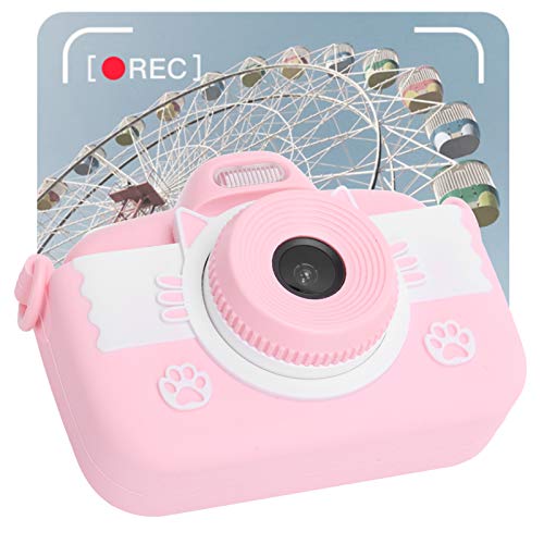 S7 Mini Children Digital Camera,Portable 2.8in HD Camera,Touch Screen Camera Toy,with Simple Buttons,Plastic Shell, Charming Cartoons,3456x2448(Pink)