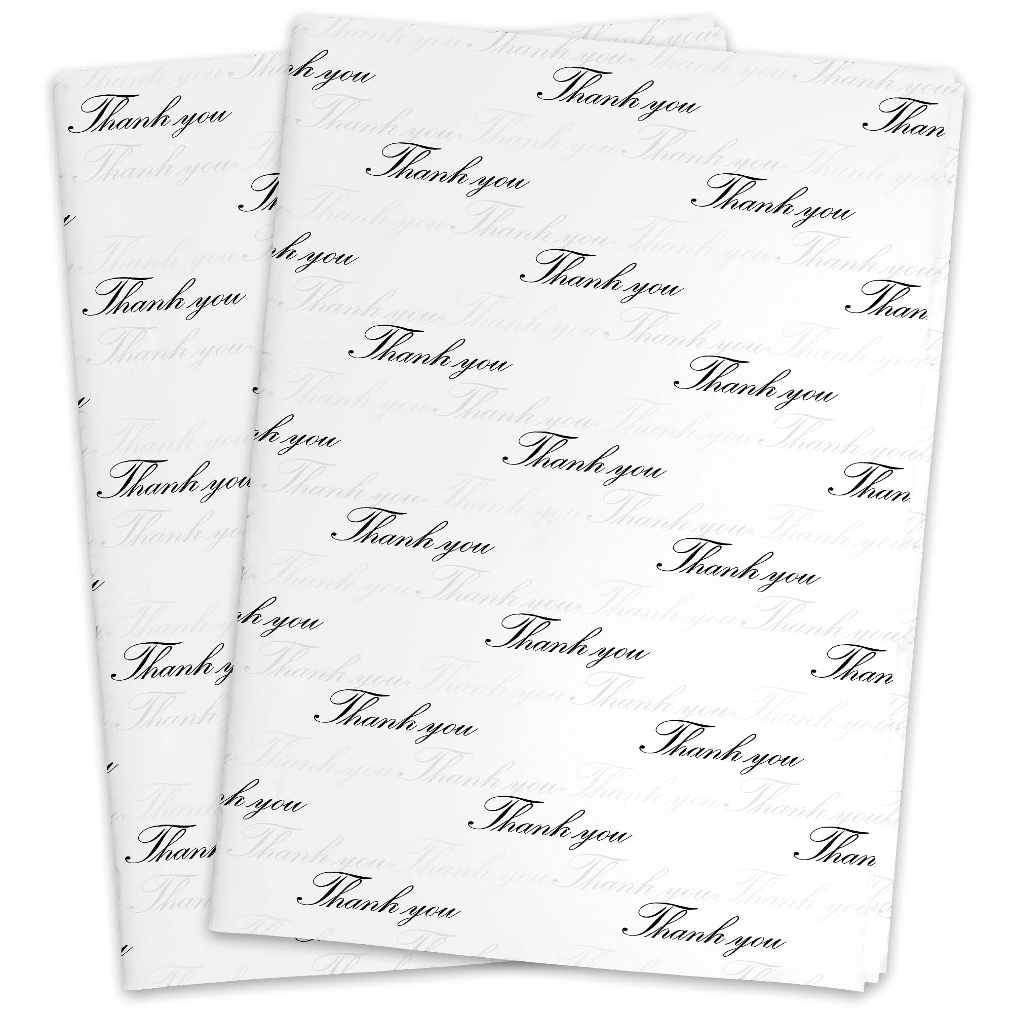 MR FIVE 100 Sheets White with Black Thank You Tissue Paper Bulk,20" x 14",Black Thank You Tissue Paper for Packaging and Gift Bags,Black Thank You Packaging Tissue Paper for Small Business