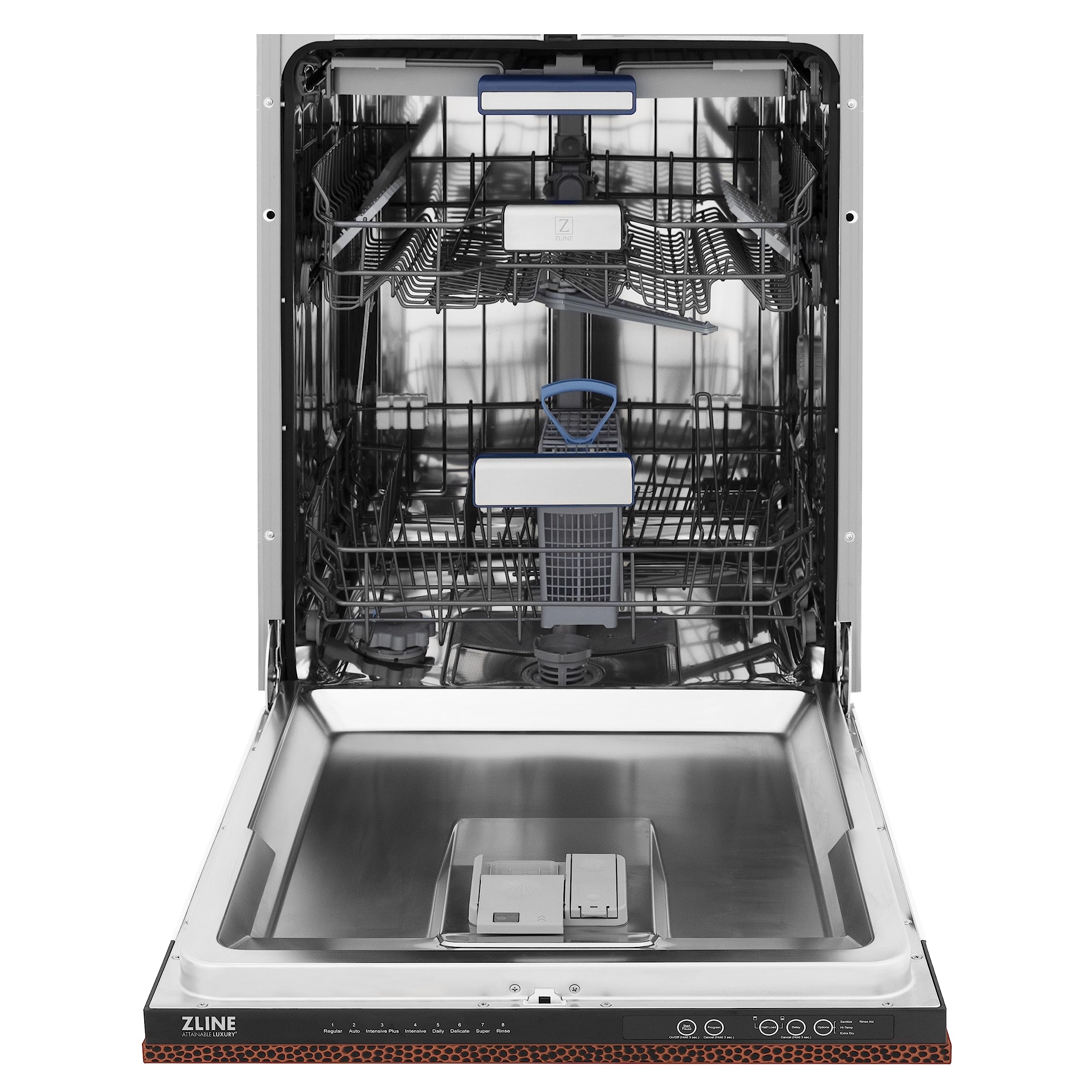 ZLINE 24" Tallac Series 3rd Rack Tall Tub Dishwasher in Hand Hammered Copper with Stainless Steel Tub, 51dBa (DWV-HH-24)