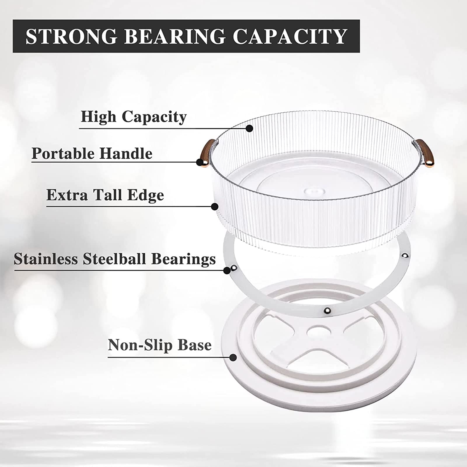 KULVGDA Lazy Susan Organizer,9 Inch Clear Plastic Lazy Susan Turntable for Cabinet Table Spice Rack,360 degree Rotating Round Lazy Susans Makeup Organizer for Countertop,Pantry,Refrigerator, Bathroom