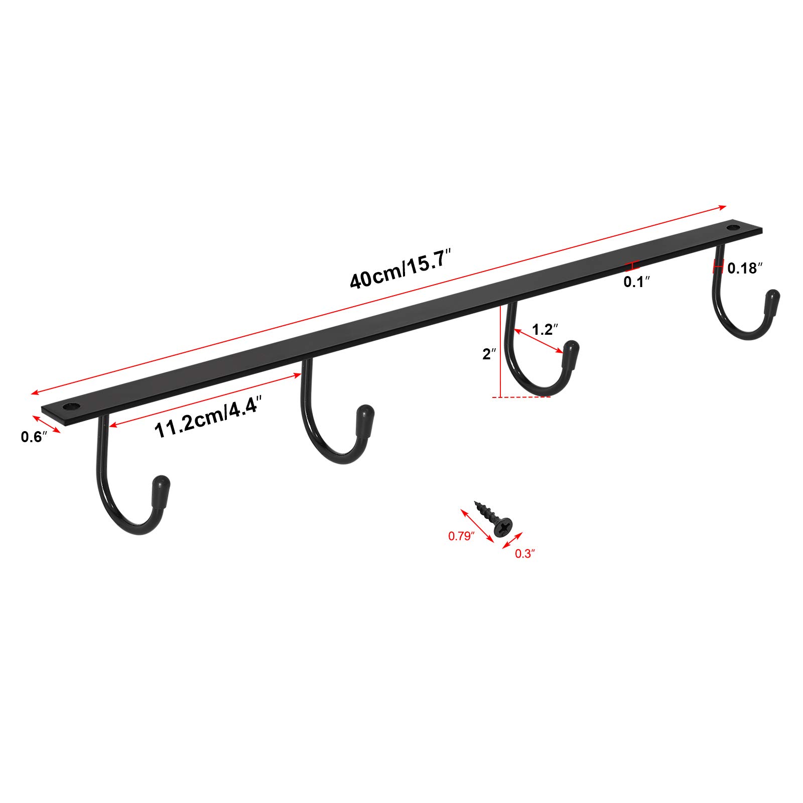 MOCOUM Under Cabinet Coffee Mug Holder, Metal Mug Cup Hook Iron Hanging Mug Rack Under Shelf Coffee Cup Holders Mug Organizer Rack for Mugs, Coffee Cups and Kitchen Utensils Display (Black, 3)