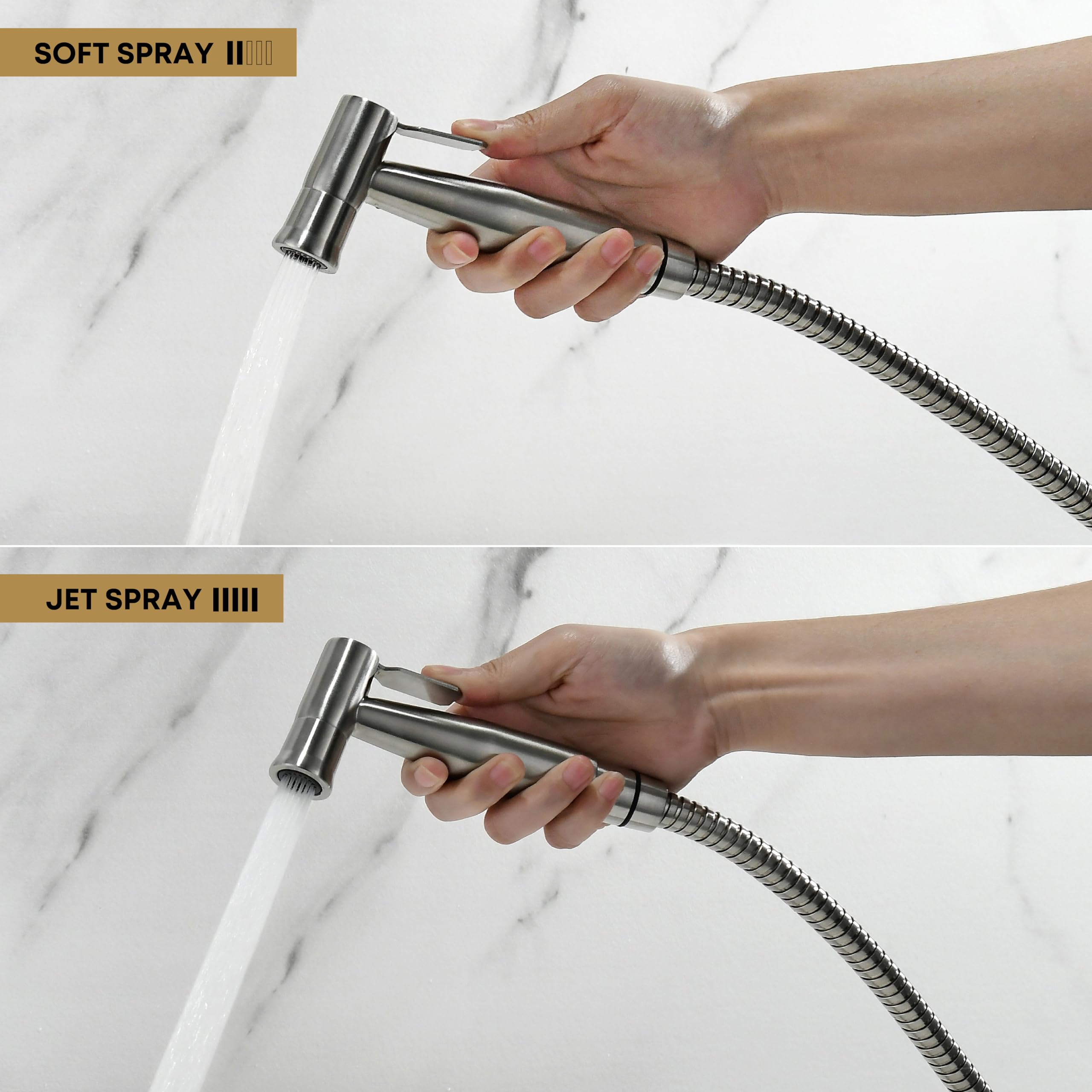 Purrfectzone Bidet Sprayer for Toilet, Handheld Sprayer Kit, Hand Held Bidet, Cloth Diaper Sprayer Set - Easy to Install - Stainless Steel