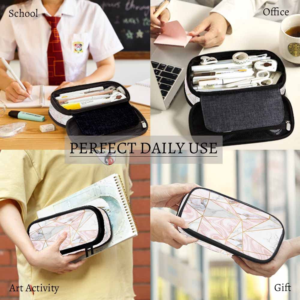 Yekiua T-Rex Surfer Pencil Case Happy Dinosaur Surfer Wearing Sunglasses Big Capacity Pencil Pouch Office College School Makeup Bag For Teens Girls Adults Student
