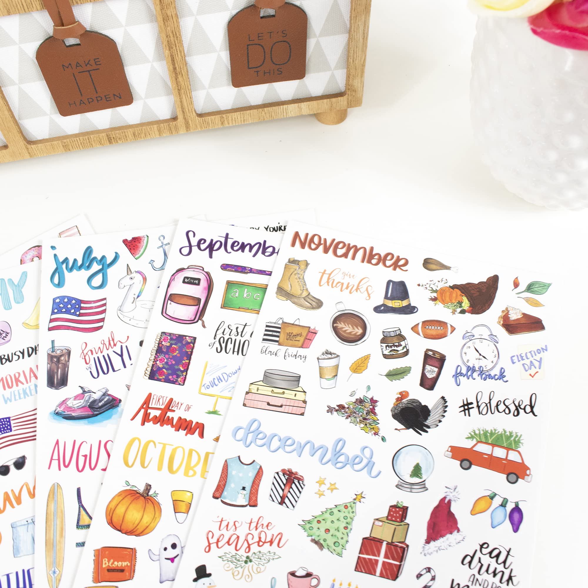 bloom daily planners Holiday Seasonal Planner Sticker Sheets - Vintage Seasonal Sticker Pack - Over 310 Stickers Per Pack!