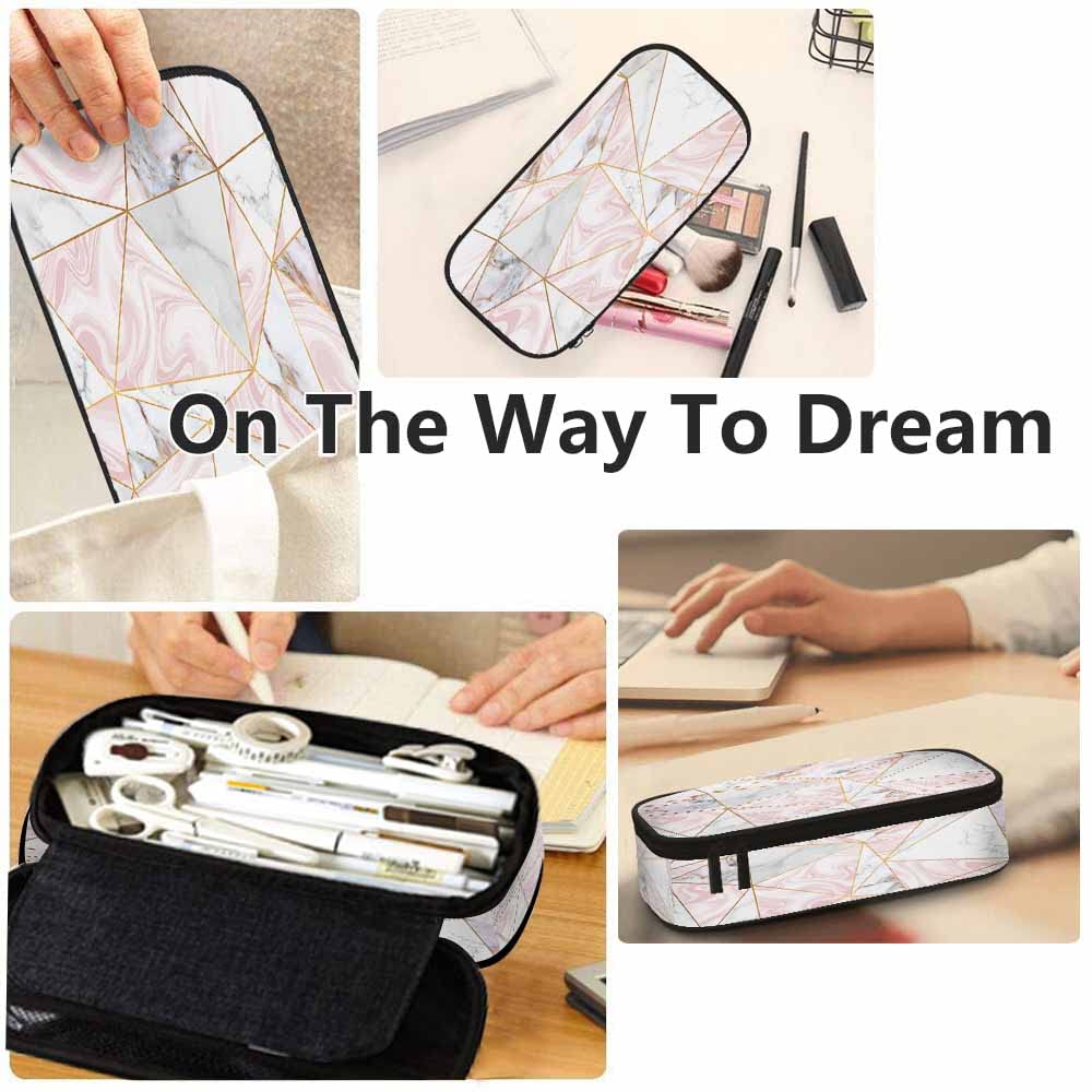 Yekiua T-Rex Surfer Pencil Case Happy Dinosaur Surfer Wearing Sunglasses Big Capacity Pencil Pouch Office College School Makeup Bag For Teens Girls Adults Student