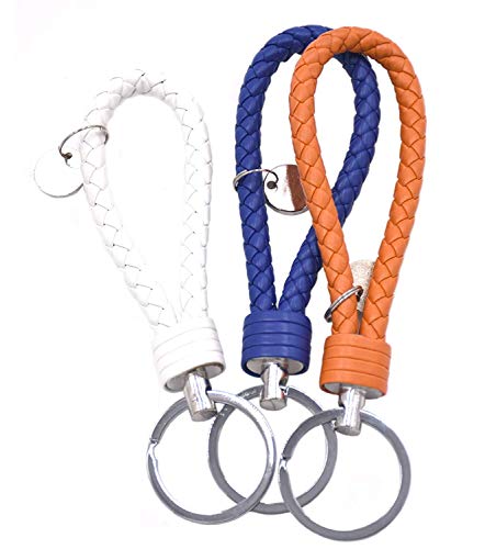 ocharzy Key Chains Handwoven Leather Keychain Simple Car Key Chain Accessories Keychain Gift for Men and Women (Pack of 1, Orange)