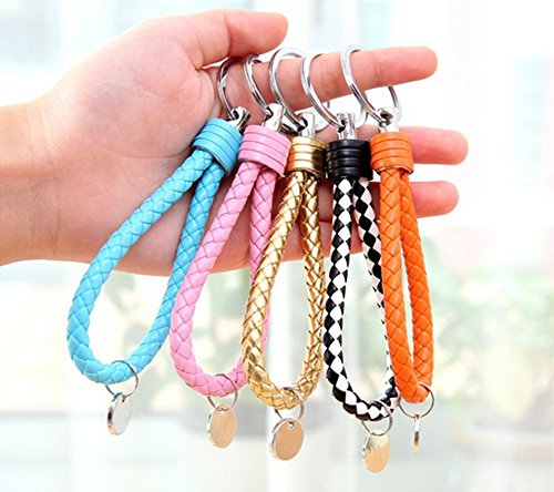 ocharzy Key Chains Handwoven Leather Keychain Simple Car Key Chain Accessories Keychain Gift for Men and Women (Pack of 1, Orange)